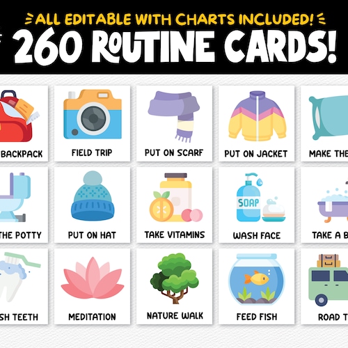 Daily Routine for Kids Toddler Routine Chart Editable Visual - Etsy