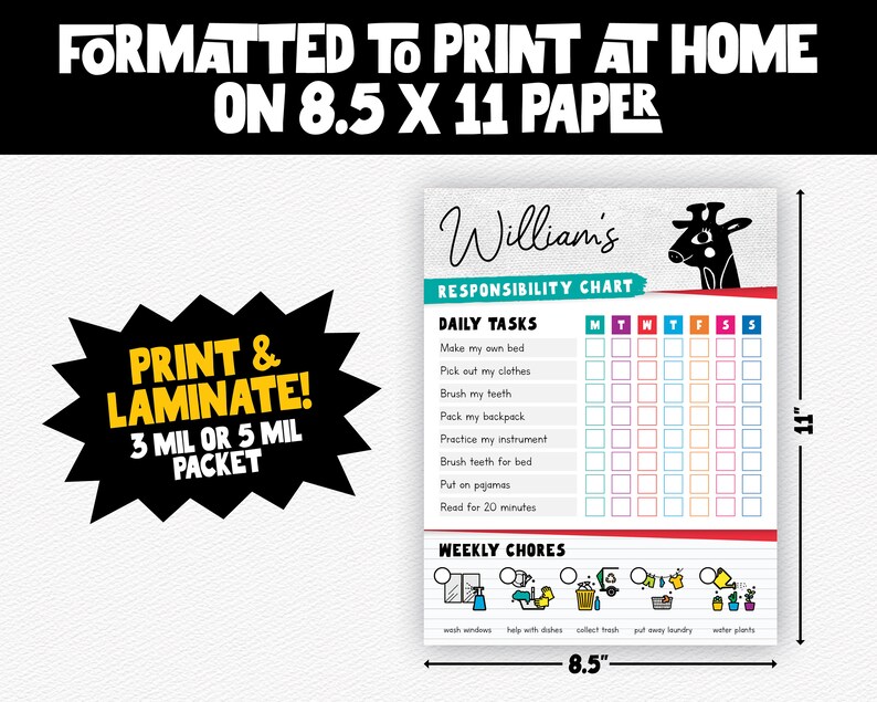 Editable Chart for Kids, Printable to Do List, to Do List for Kids ...