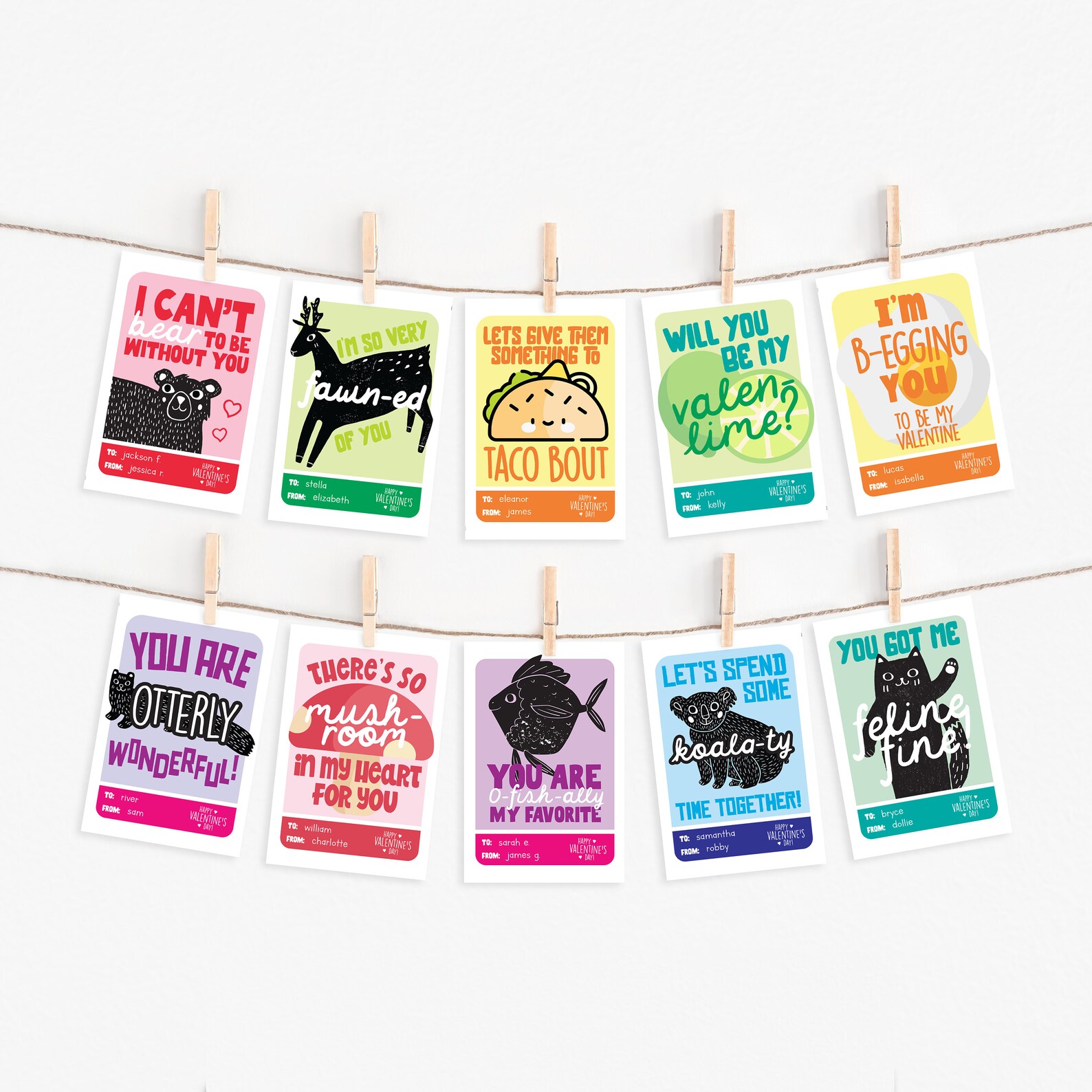 Editable Valentine's Day Cards, Printable Valentine Cards, Instant ...