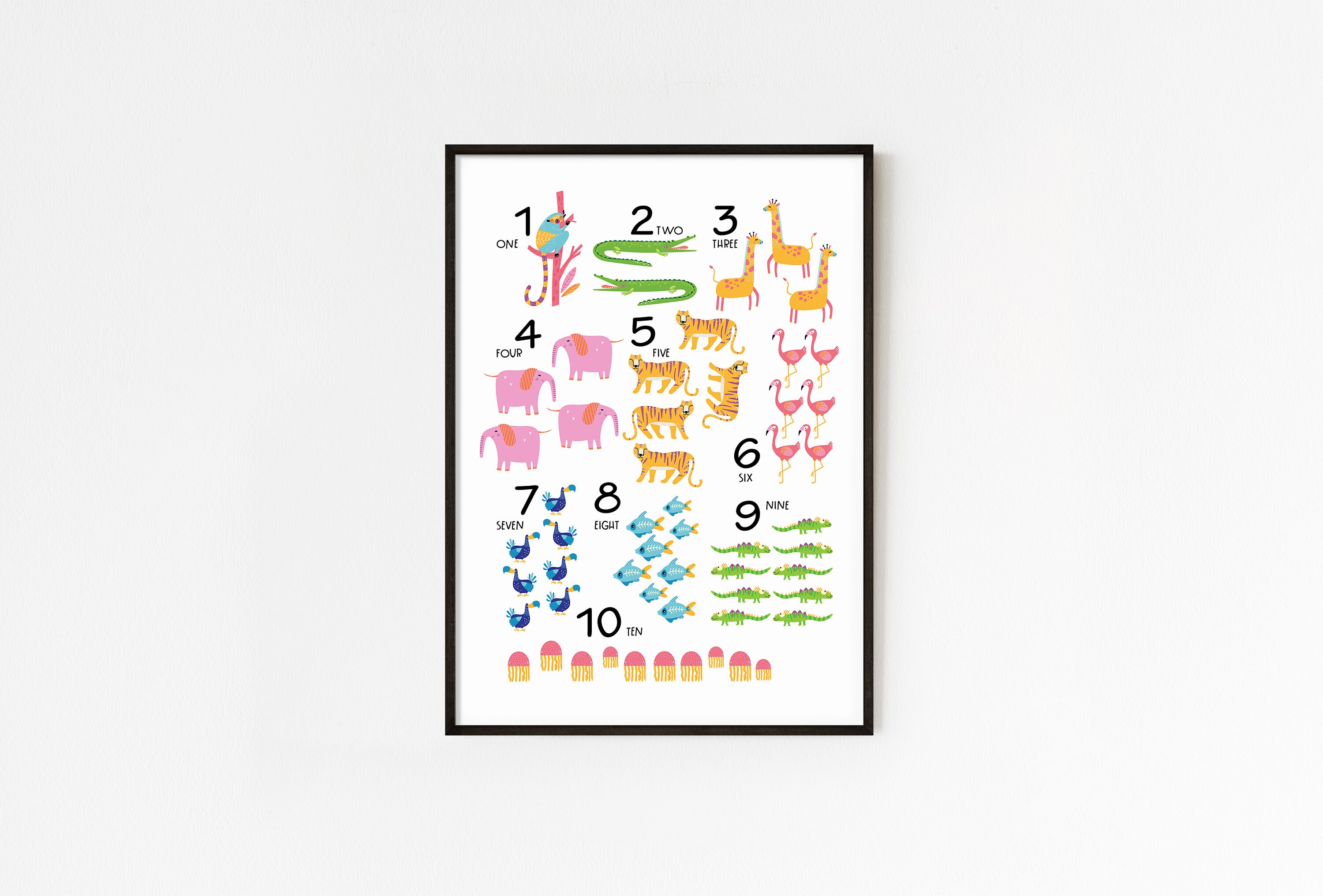 Printable Animal Numbers Print, Kids Poster, Numbers Poster, Homeschool ...