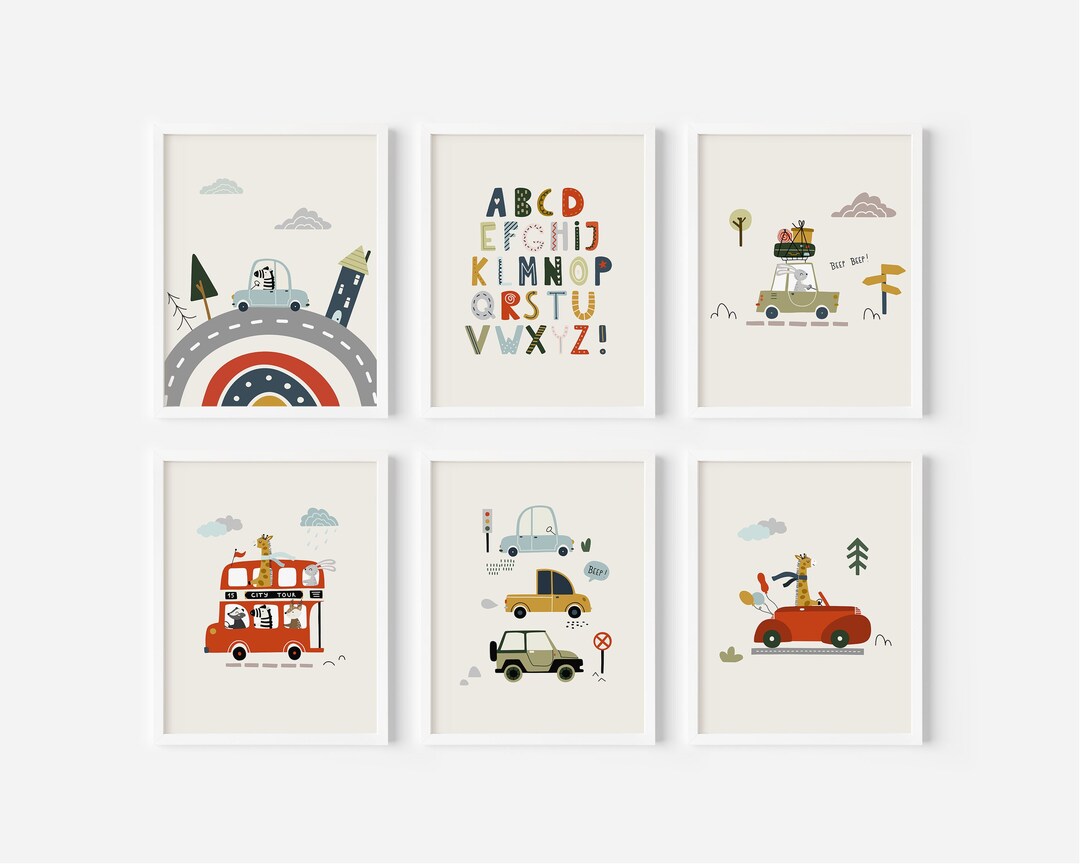 Transportation Prints, Set of 6, Vehicle Art Print, Printable Wall Art ...