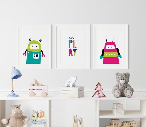 Set of 3 Robot Posters Kids Room Posters Robot Print - Etsy