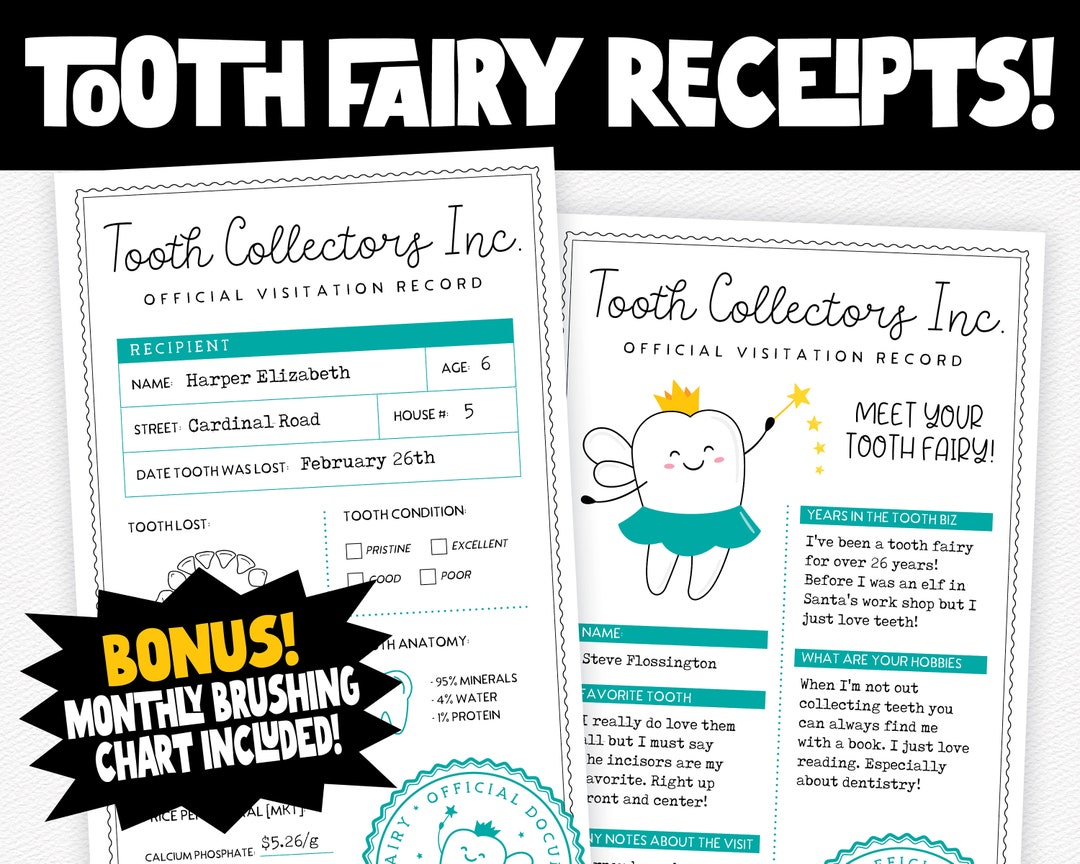 Tooth Fairy for Kids, Editable Tooth Fairy Receipt, Printable Tooth ...