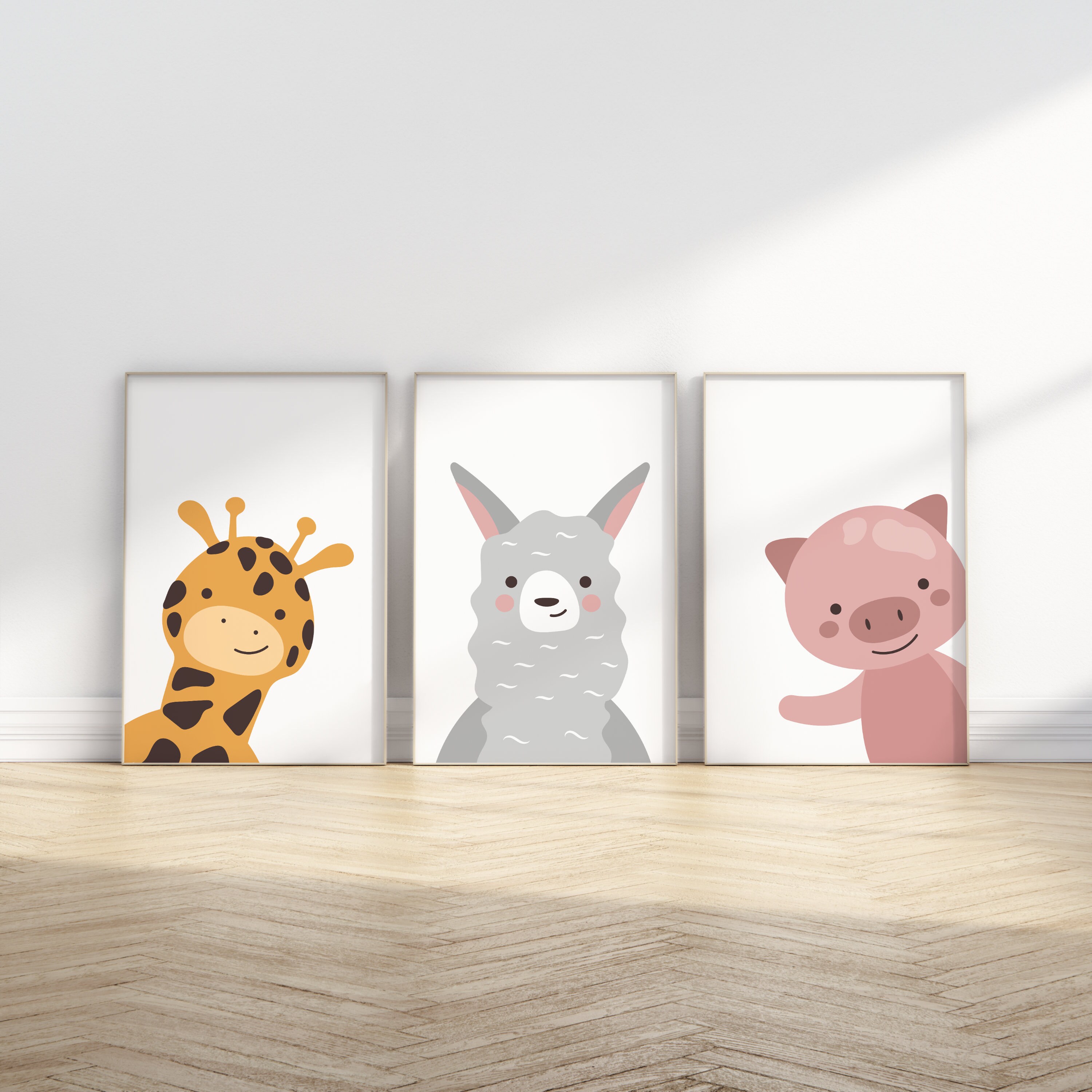 Set of 3 Animal Prints for Kids, Kids Prints, Kids Poster, Giraffe, Pig ...