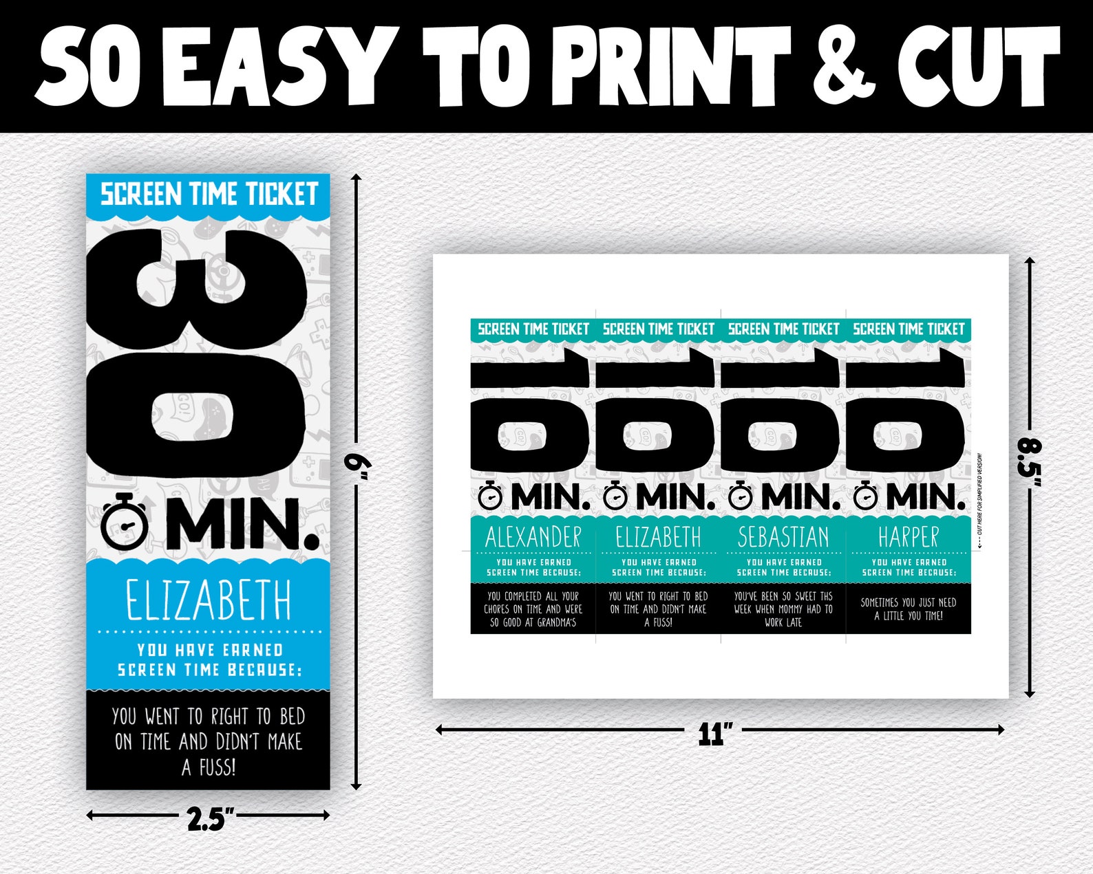 Screen Time Chart & Tickets for Kids Screen Time Checklist Screen Time ...