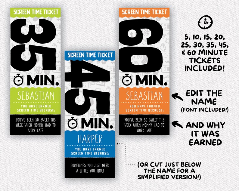 Screen Time Chart Bundle Screen Time Chore Chart Editable Chart for ...