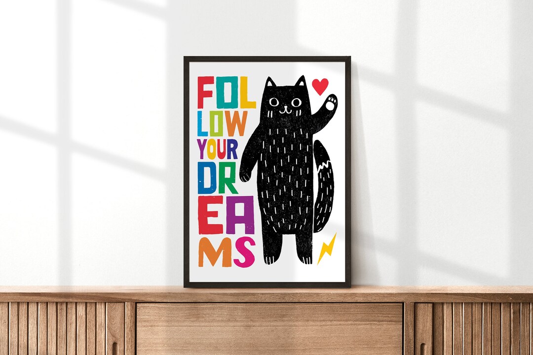 Cat Kids Print Positive Affirmations for Kids Dreams Poster Playroom ...