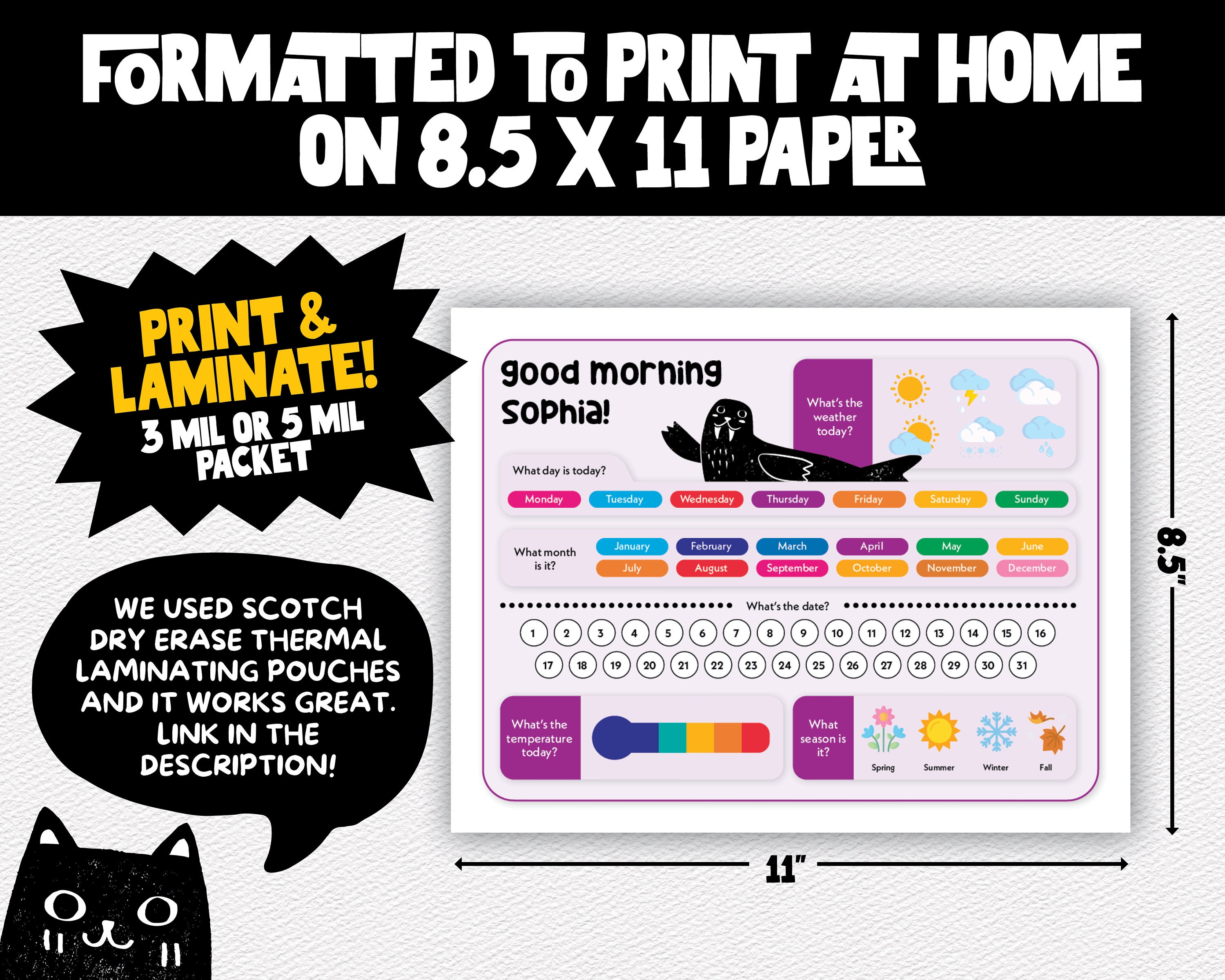 Daily Morning Board for Kids Calendar Activities for Kids - Etsy