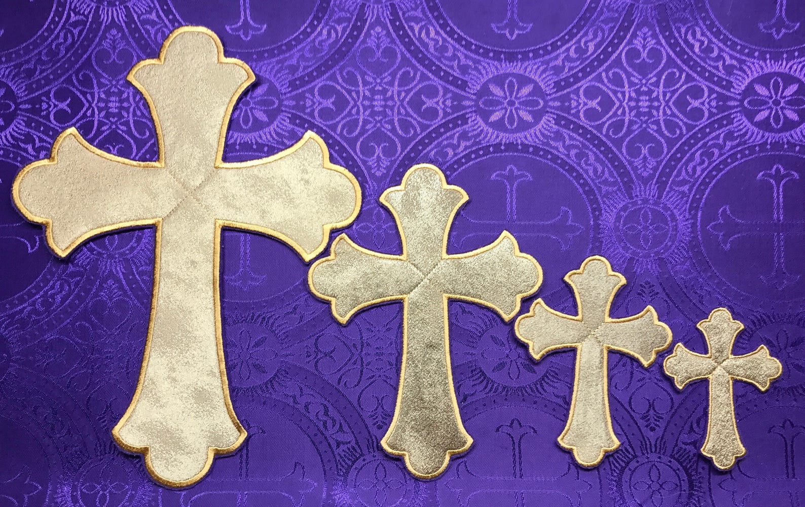 Applique Cross, Gold Applique Cross, Large Applique Cross, Stitched ...