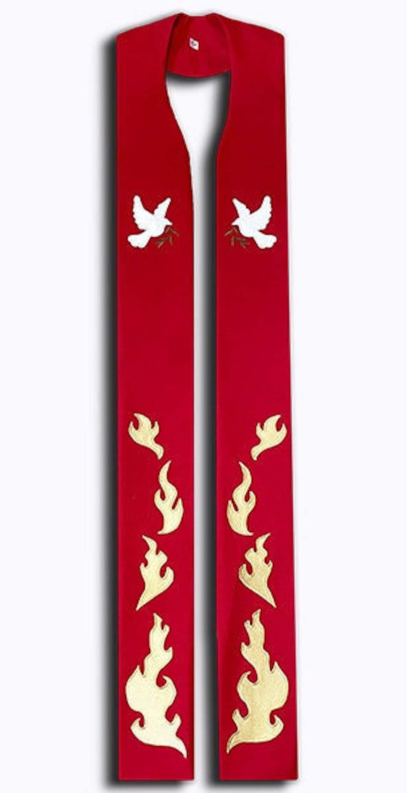 Clergy Stole, Red Clergy Stole, Flame of Pentecost Clergy Stole ...
