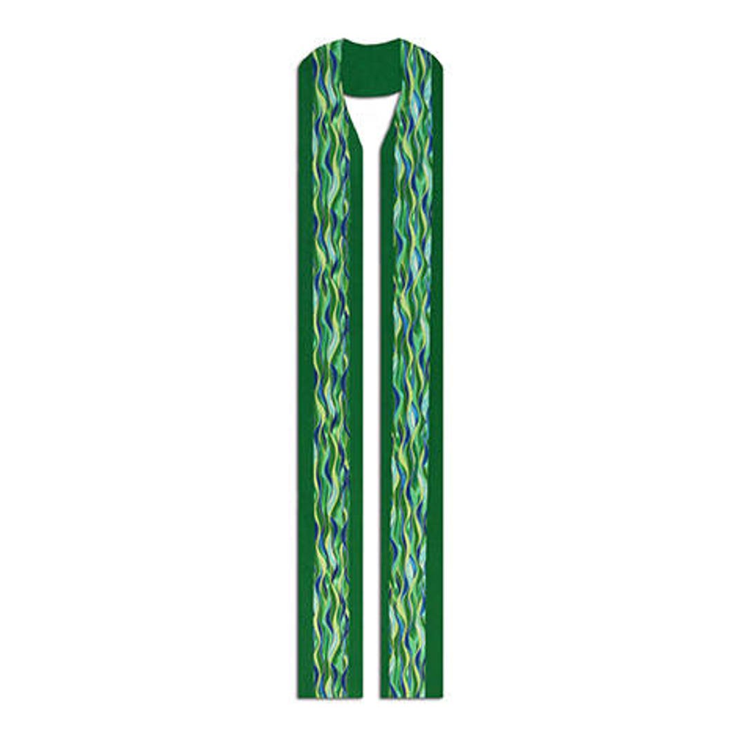 Clergy Stole, Green Clergy Stole, Ordinary Time Clergy Stole, Flowing ...
