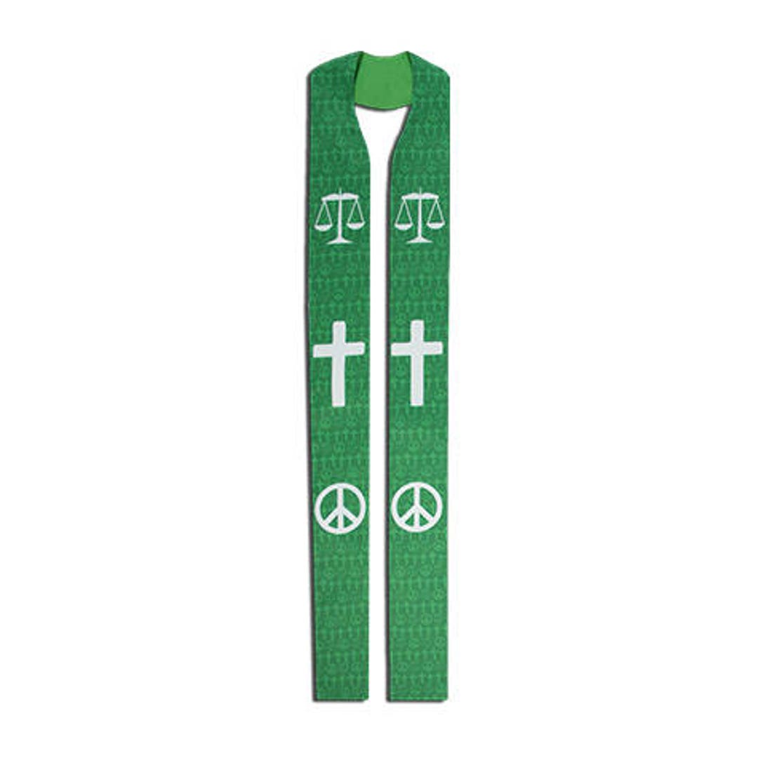 Clergy Stole, Personalized, Green Clergy Stole, Peace and Justice ...