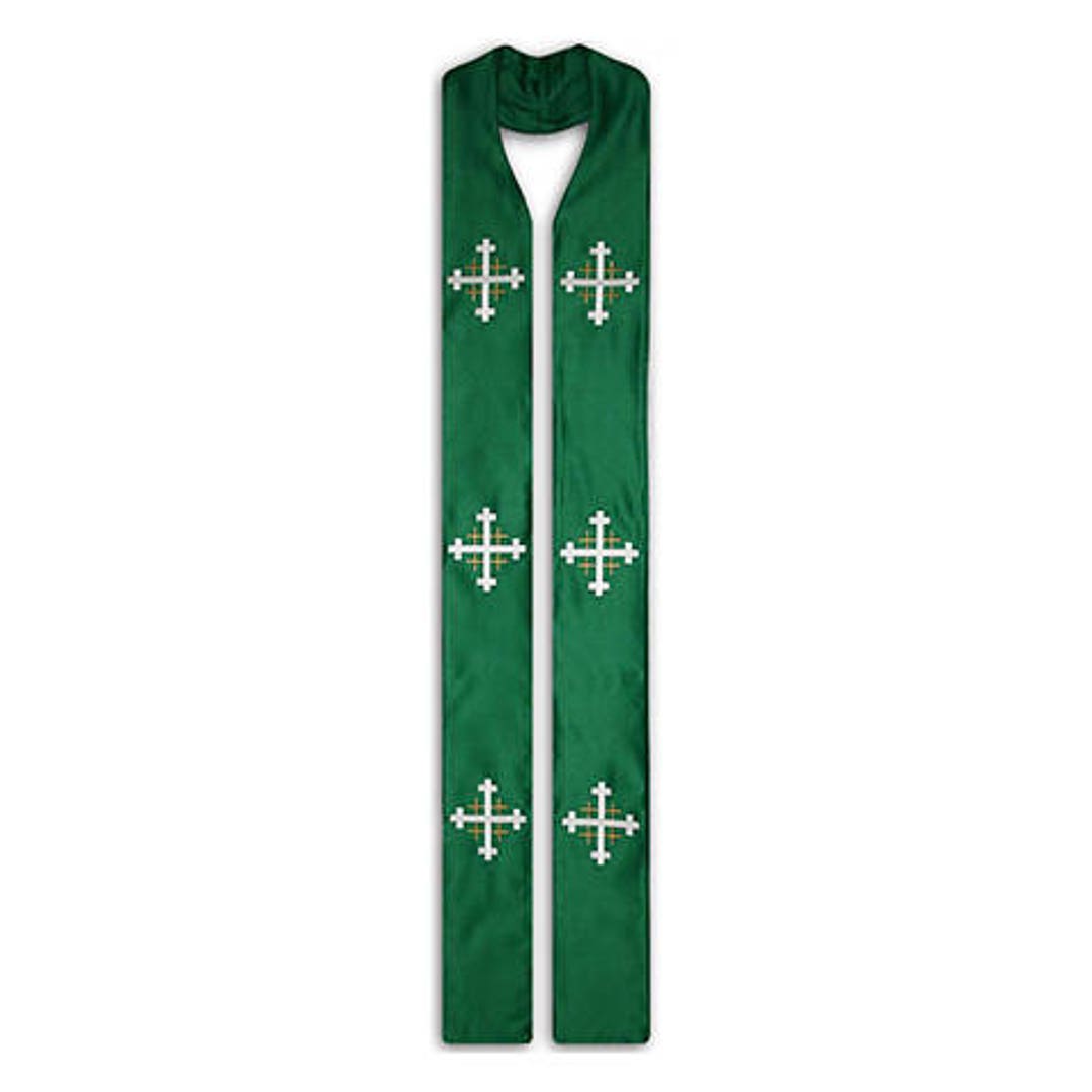 Clergy Stole, Personalized, Jerusalem Cross Clergy Stole, Ordinary Time ...