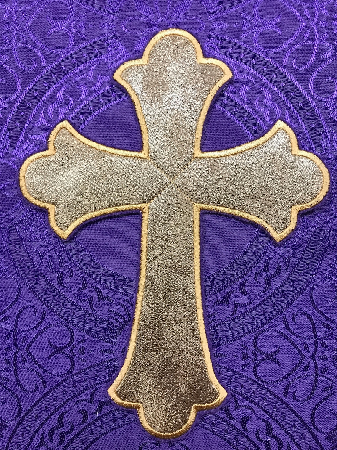 Applique Cross, Gold Applique Cross, Large Applique Cross, Stitched ...