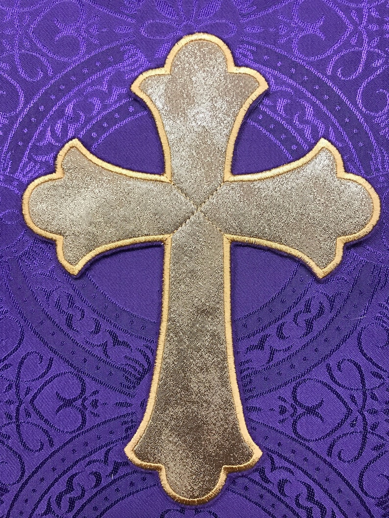 Applique Cross, Gold Applique Cross, Large Applique Cross, Stitched ...