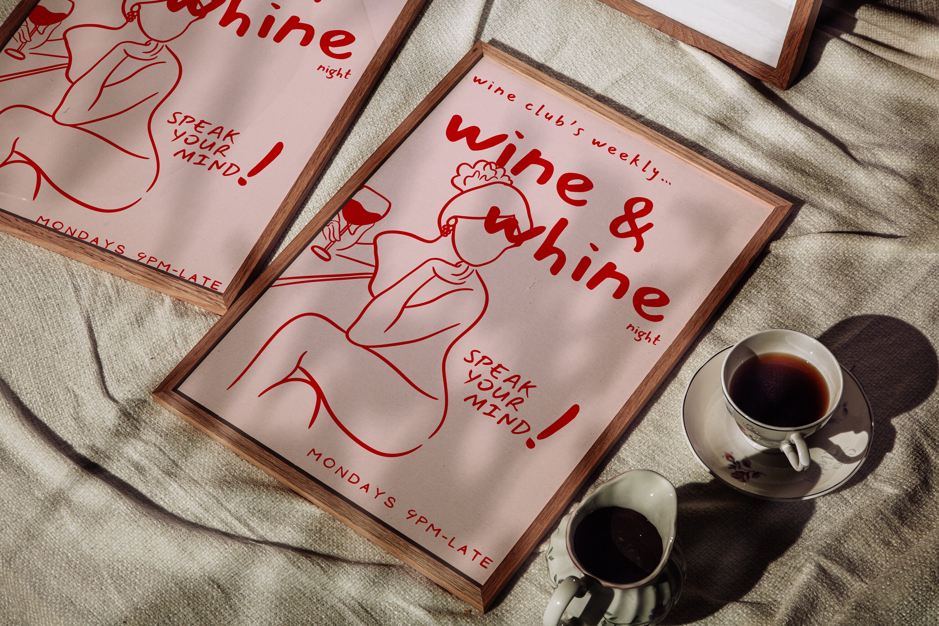 Wine & Whine Digital Print Aesthetic Kitchen Poster, Vintage, Food Wine ...