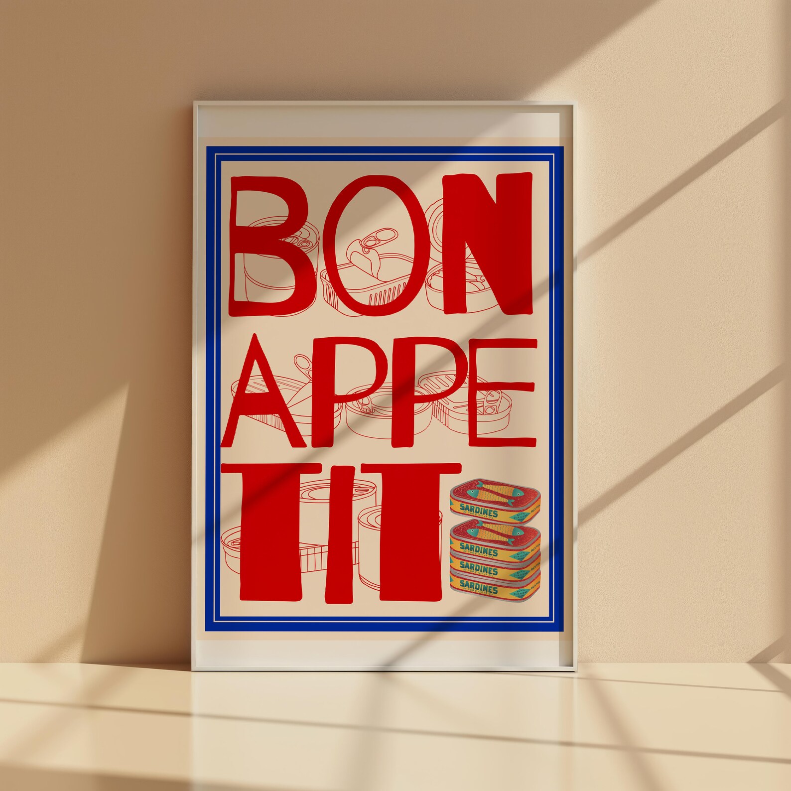 Adorable French BON APPETIT Tinned Fish Poster for Dining Room, Kitchen ...