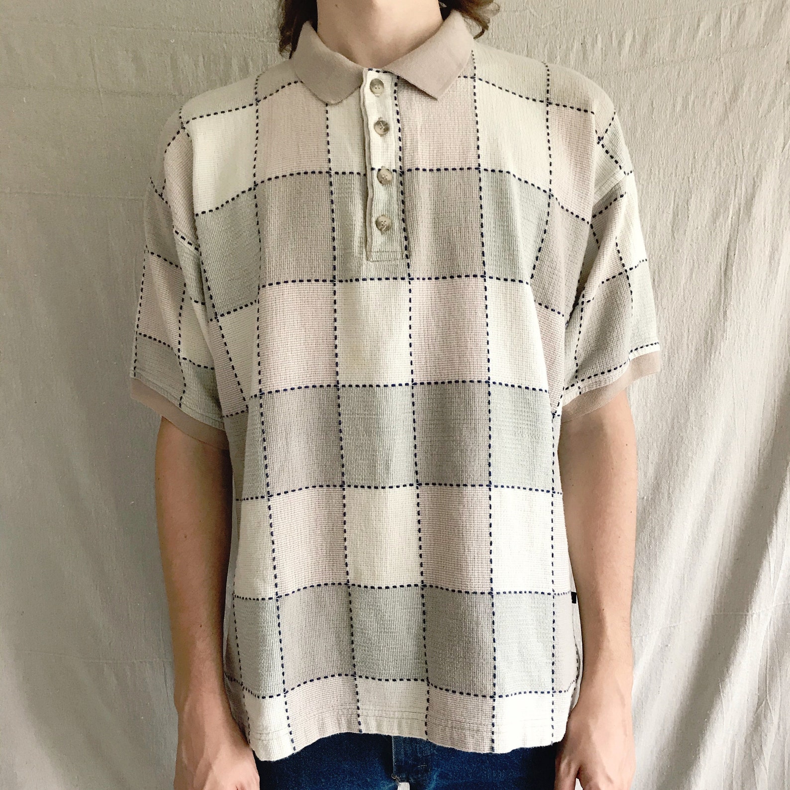 Neutral Color Blocked Polo Men's Shirt - Etsy