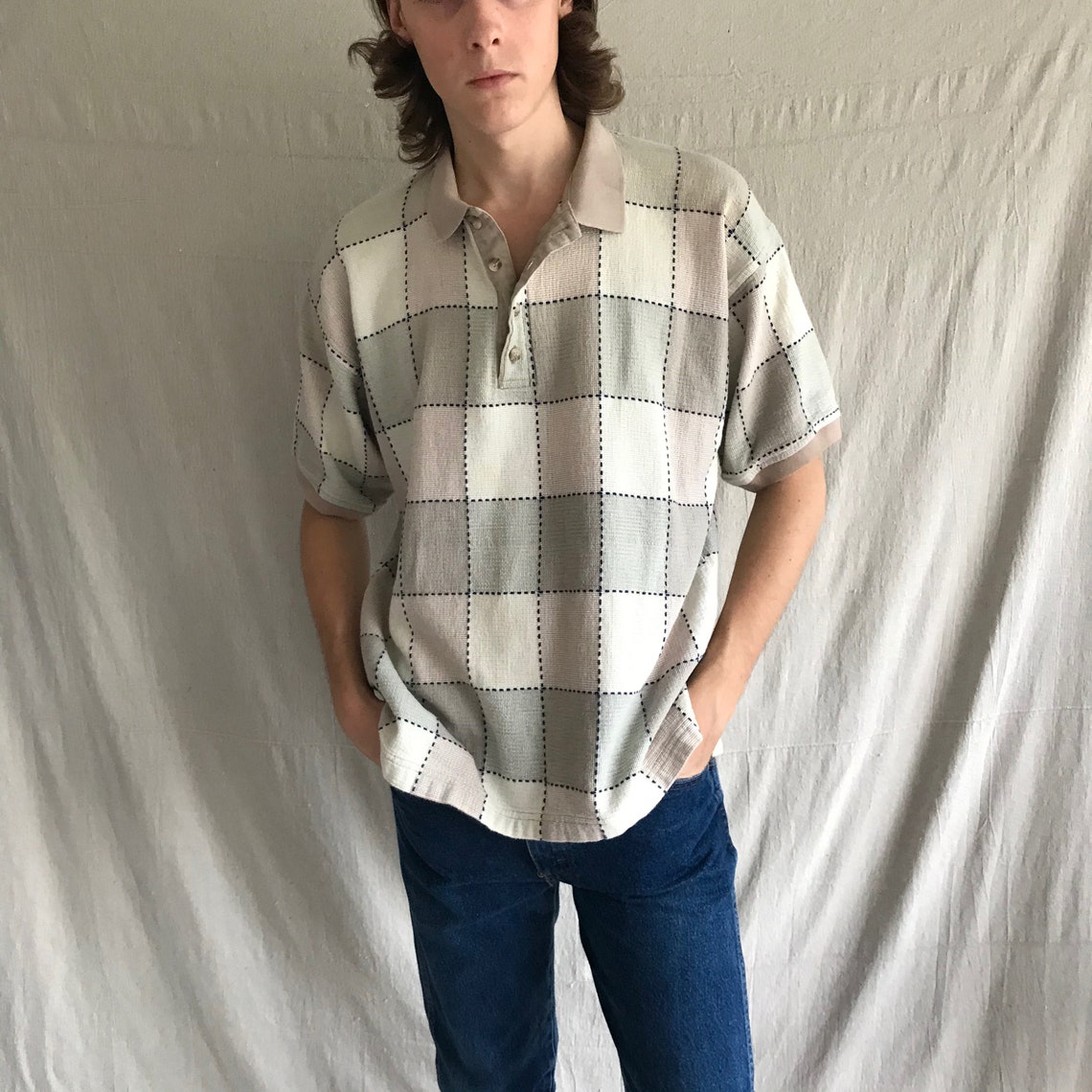 Neutral Color Blocked Polo Men's Shirt - Etsy