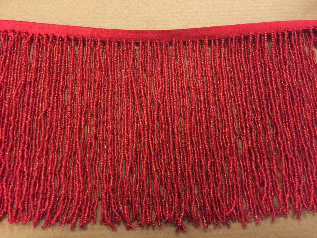 6/6.5" RED Glass SEED Bead Beaded Fringe Lamp Costume Trim - Etsy