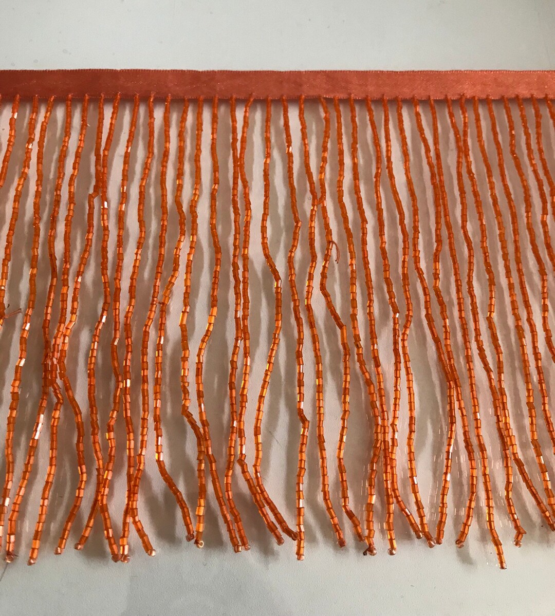 6" ORANGE Glass BUGLE Bead Beaded Fringe Lamp Costume Trim - Etsy