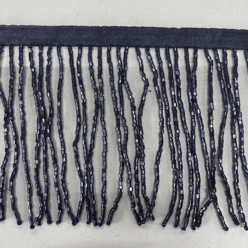 Glass Beaded Fringe Navy - Etsy