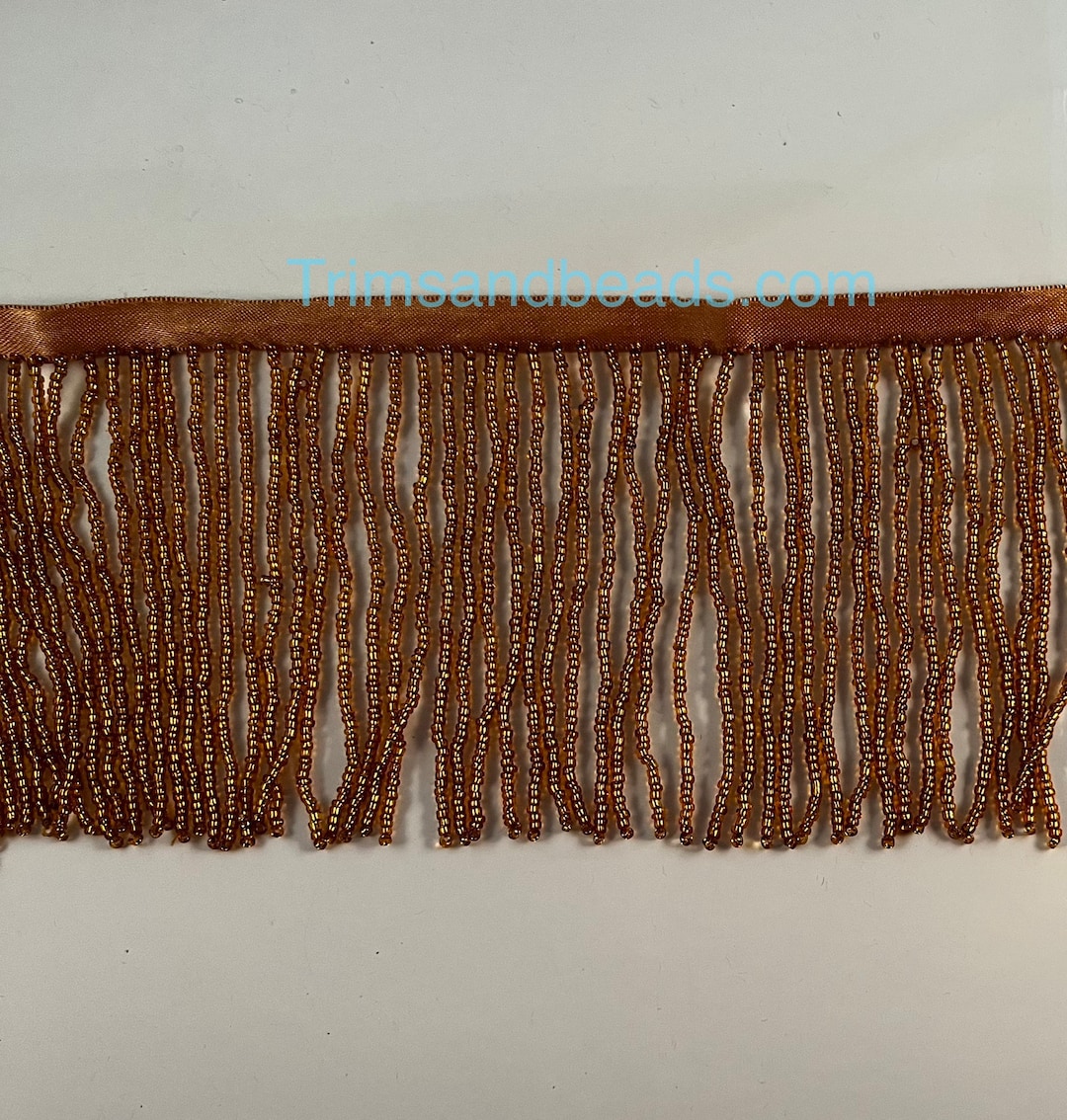 4" COPPER Glass SEED Bead Beaded Fringe Lamp Costume Trim - Etsy