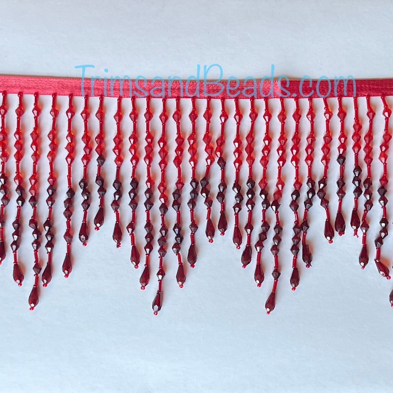 Bead Fringe Trim Burgundy - Etsy