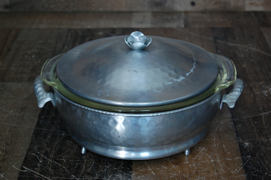 Vintage Food Server, Vintage Four Piece Hammered Polished Aluminum and ...