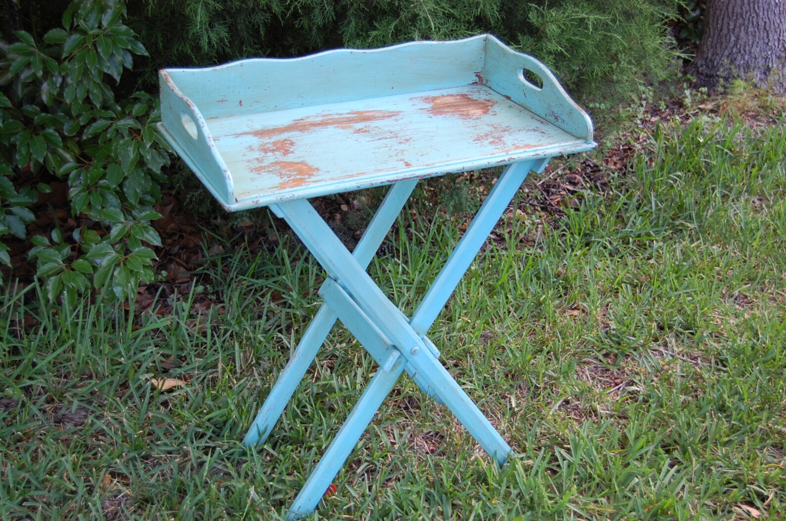 Vintage Serving Tray and Stand, Vintage Drink Tray, Vintage Storage ...