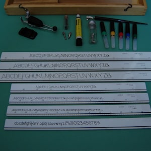 Vintage Drafting Lettering Set Unitech Drafting Kit, Drafting Lettering ...
