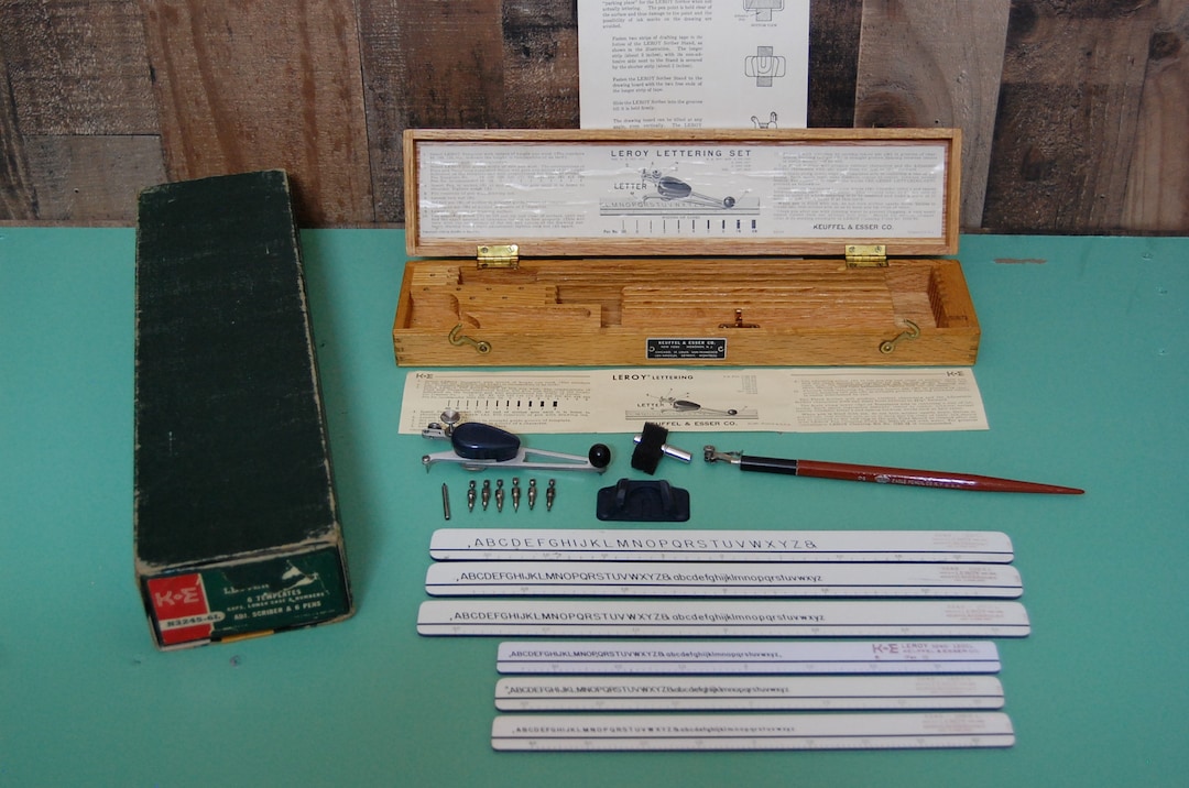 Vintage Drafting Lettering Set K&E Leroy Drafting Kit, Complete ...