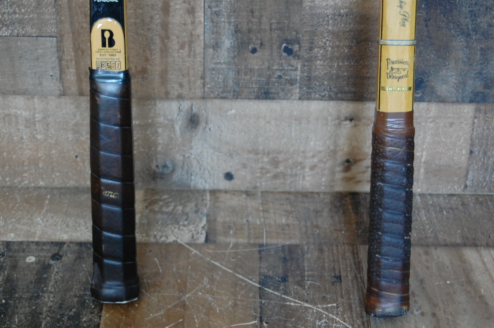 Vintage Pair Wood Tennis Rackets Wood Rackets Leather Hand - Etsy