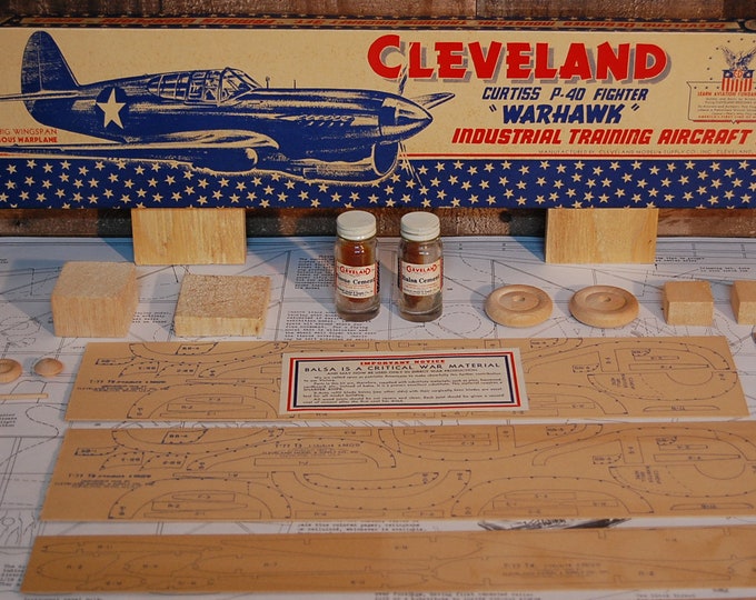 Vintage Cleveland Flying Model Plane, Curtiss P-40 Fighter Warhawk ...