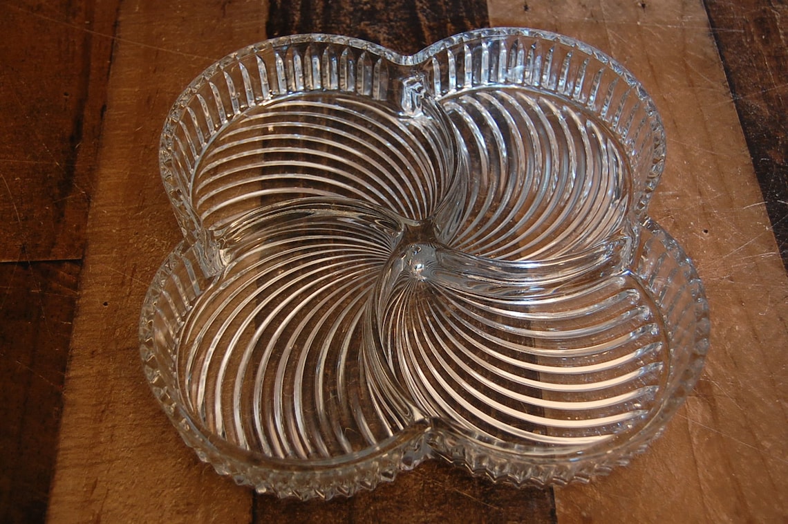 Vintage Godinger Cut Crystal Relish Tray With Chrome carry | Etsy