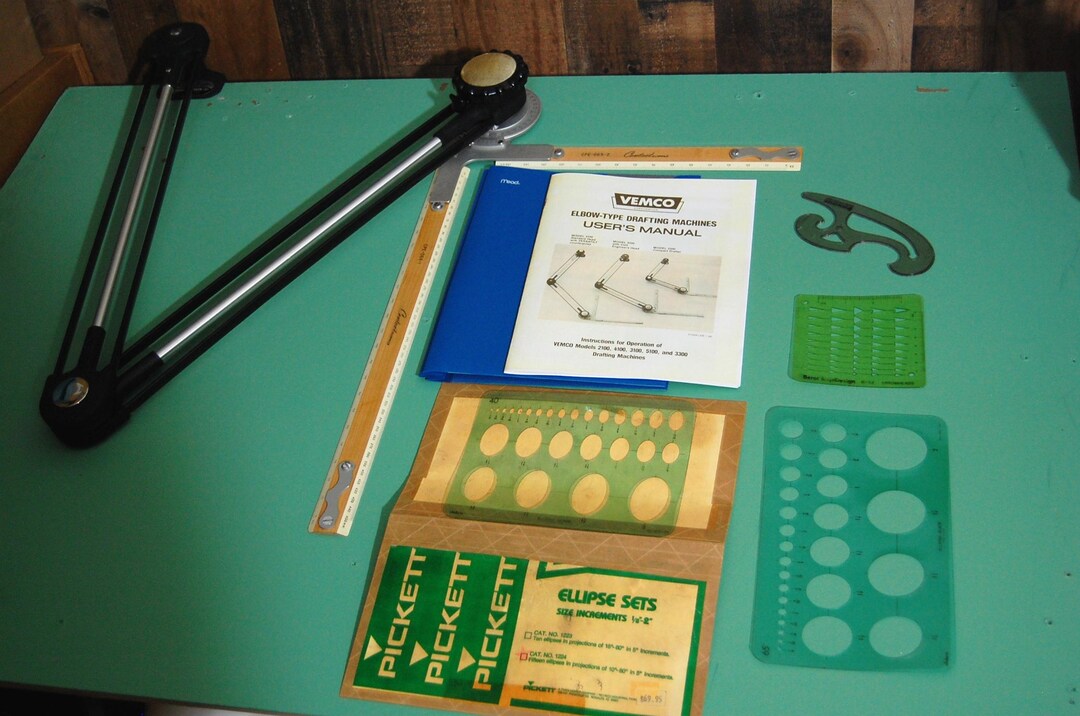 Vintage Drafting Machine, Vemco Compact Size, 2 Drafting Scales, Owners ...