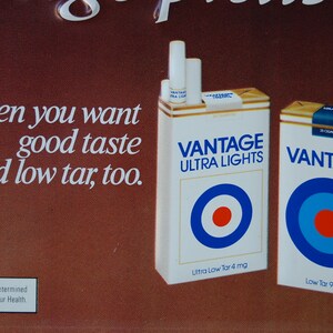 Vintage Cigarette Advertising Circa 1980's, Vantage Pleasures Metal ...
