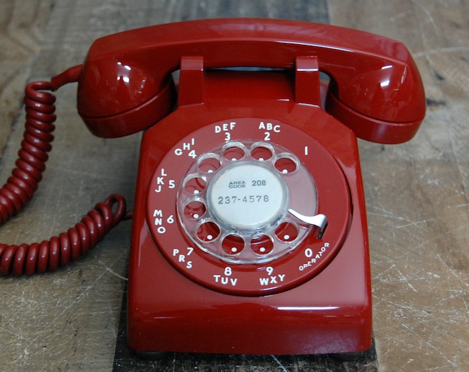 Vintage Original Burgundy ATT Phone Dial up Desk Telephone Serviced and ...
