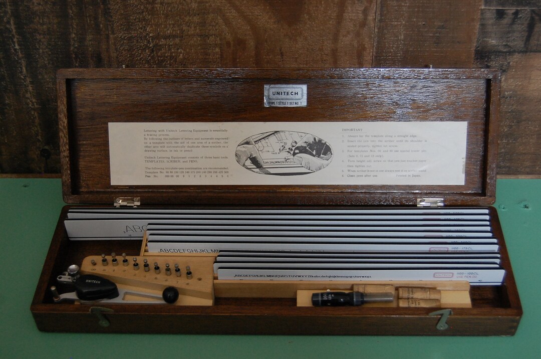 Vintage Drafting Lettering Set Unitech Lettering Set - Etsy