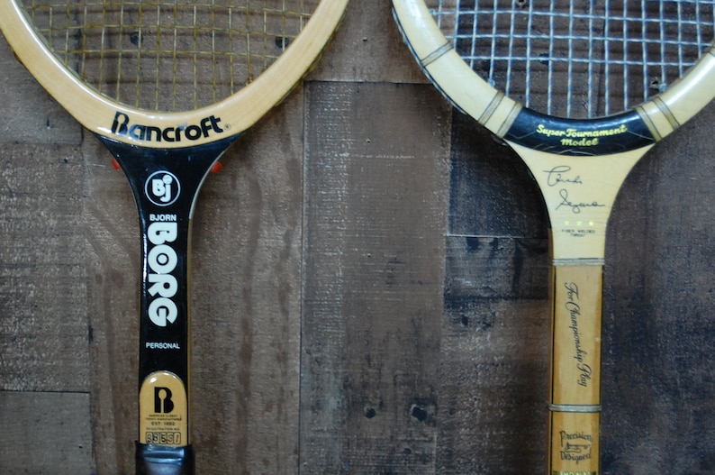 Vintage Pair Wood Tennis Rackets Wood Rackets Leather Hand - Etsy