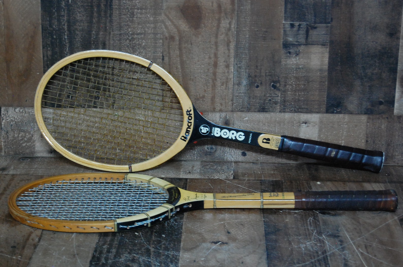 Vintage Pair Wood Tennis Rackets Wood Rackets Leather Hand - Etsy