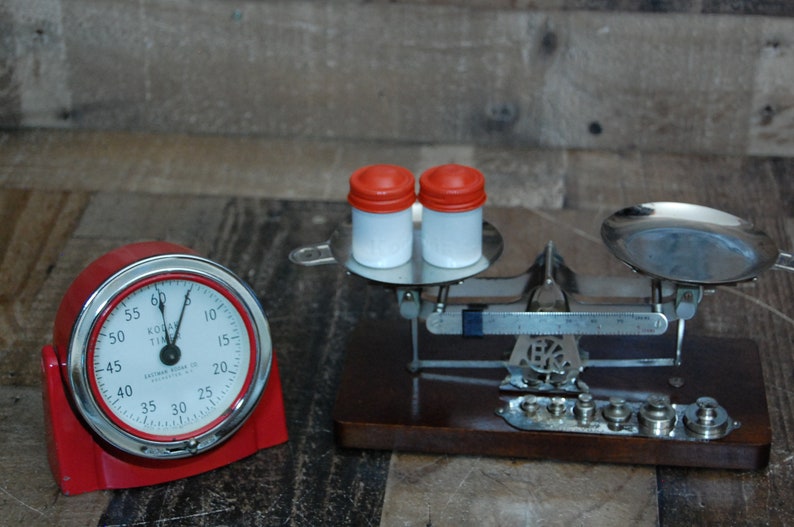 Kodak Studio Scale, Kodak Timer, 2 Kodak Metal Cans, Vintage 1930's ...