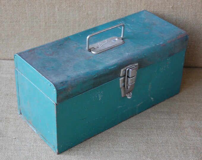 Vintage Industrial Beach Toolbox, Storage Box, Craft Storage, Art ...