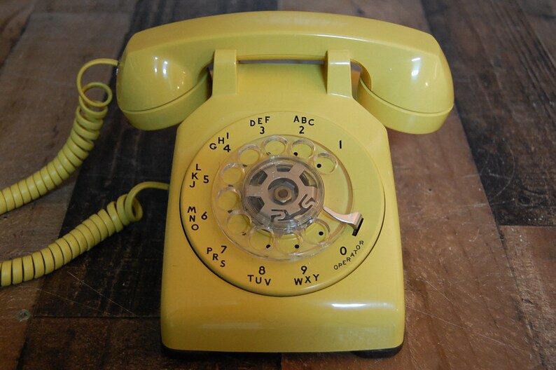Vintage Original Yellow Dial up table or desk Telephone in | Etsy