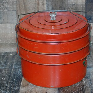 Vintage Food Container, 1940's Metal Food Container, 3 Section Metal ...