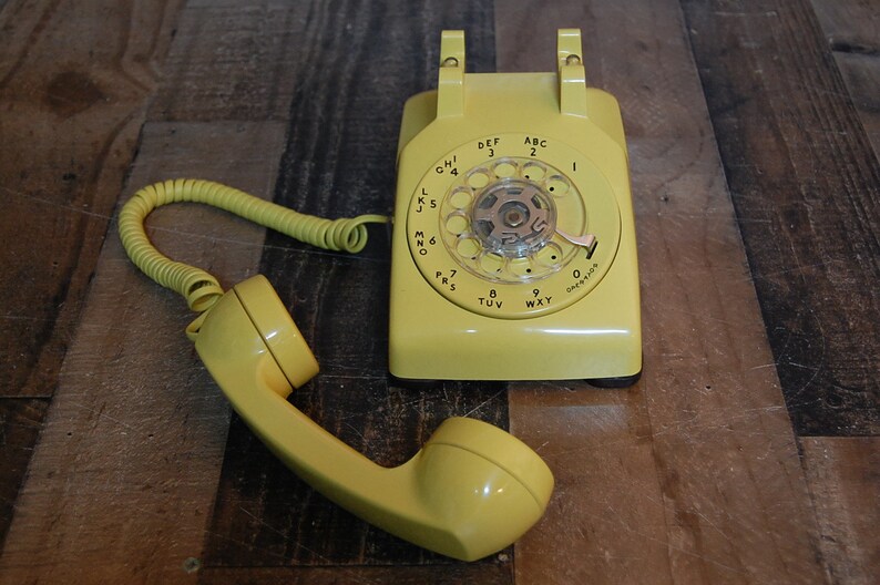 Vintage Original Yellow Dial up table or desk Telephone in | Etsy