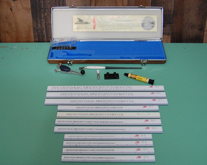Vintage Lutz Drafting Lettering Set, Drafting Tools, Complete Drafting ...
