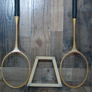 Vintage Pair Professional Badminton Rackets With Original Wood Frames ...