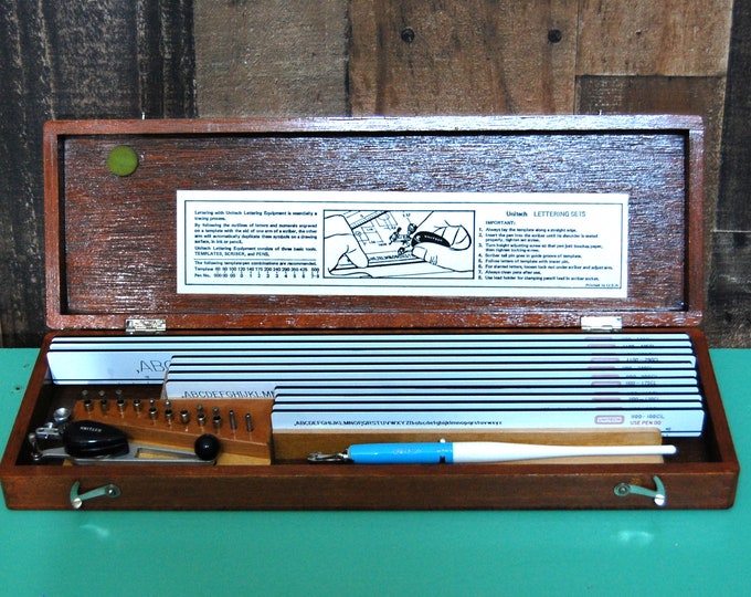 Vintage Drafting Lettering Set Unitech Drafting Kit Complete - Etsy