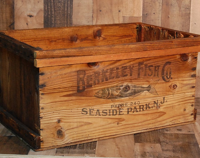 Vintage Berkeley Fish Co. Crate, Vintage Wood Fish Crate, Seaside Park ...